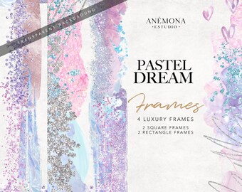 Neon Frame Clipart Digital Modern Frame Glitter Border | Etsy