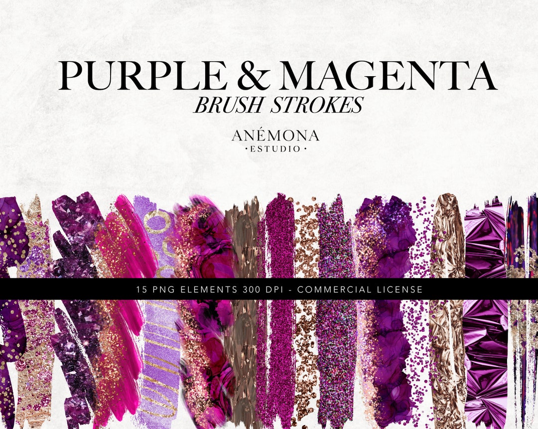 Purple Brush Strokes Clipart, Purple Clipart, Purple Foil, Brushstrokes ...