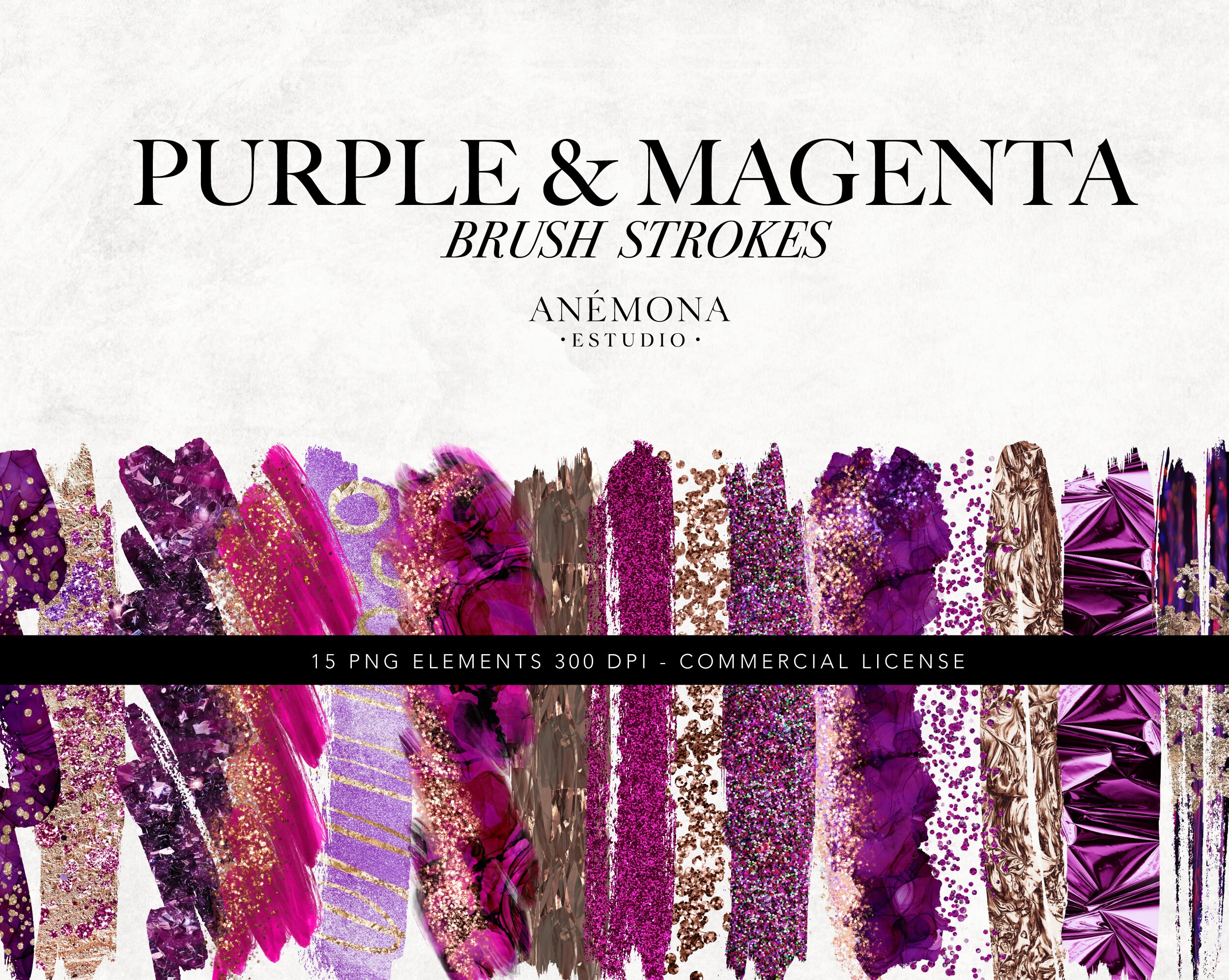 Purple Brush Strokes Clipart Purple Clipart Purple Foil - Etsy