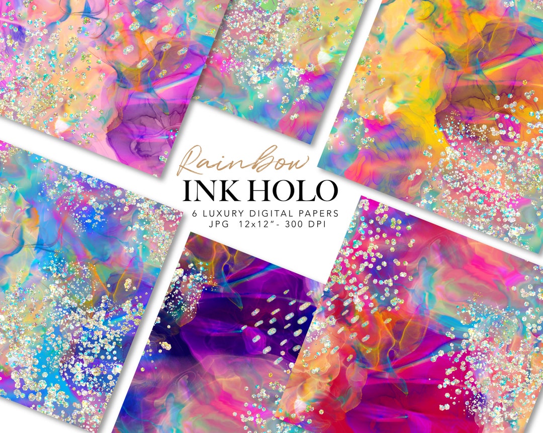 Glitter Colorful Digital Paper - Rainbow Alcohol Ink - Colorful ...