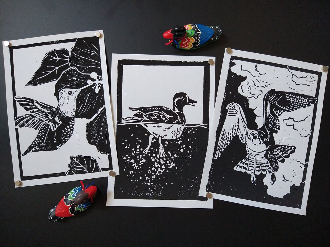 Bird Series (hummingbird + Mallard + Falcon), Original Open Edition ...