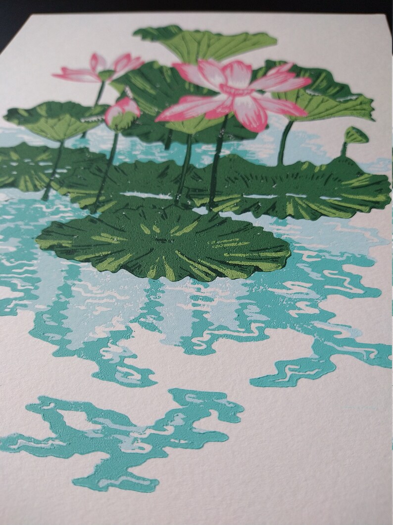 Water Lily Linocut Print / Water Lily Art Print - Etsy