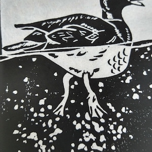 Mallard Linocut Print / Swimming Duck Art Print - Etsy