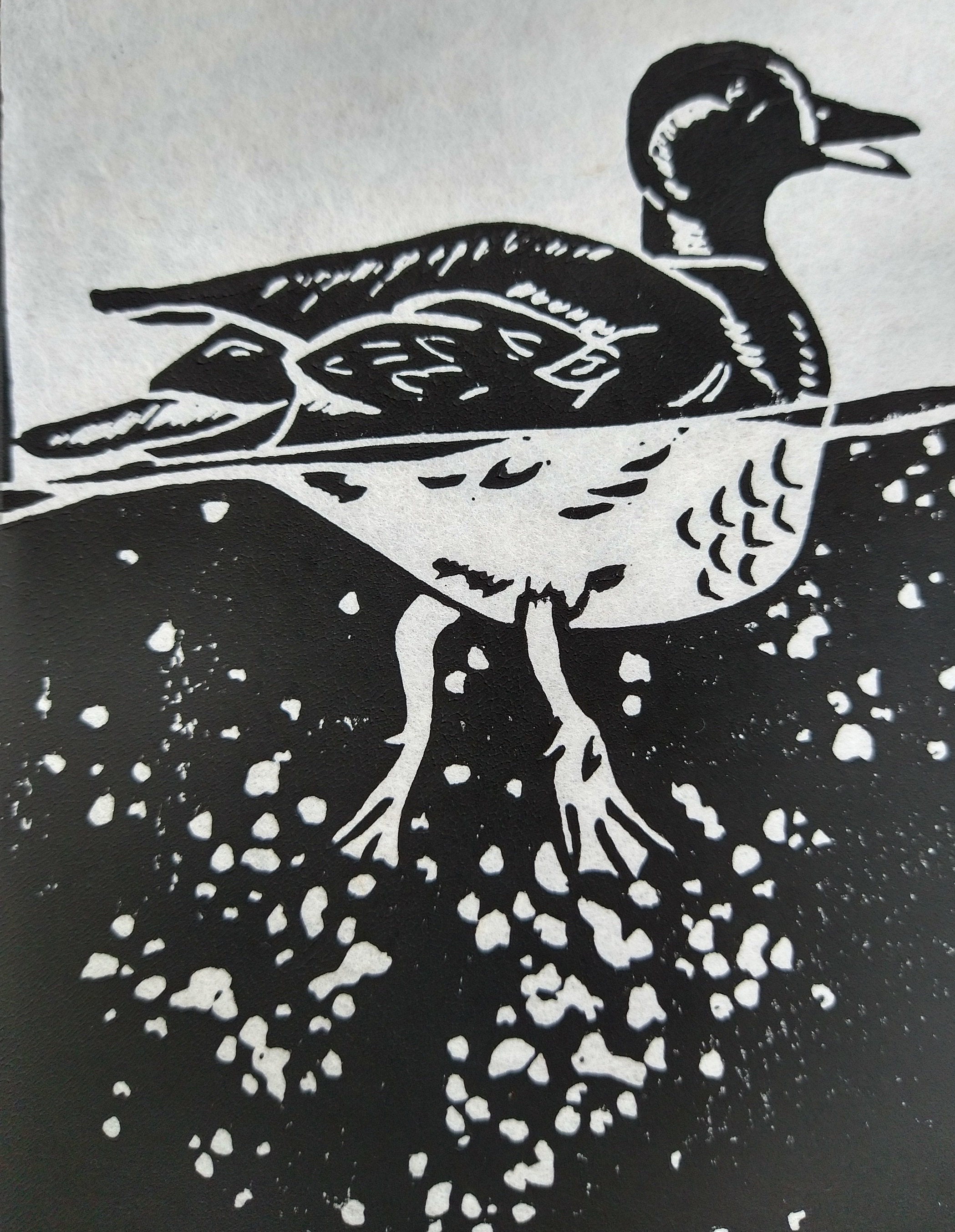 Mallard Linocut Print / Swimming Duck Art Print - Etsy