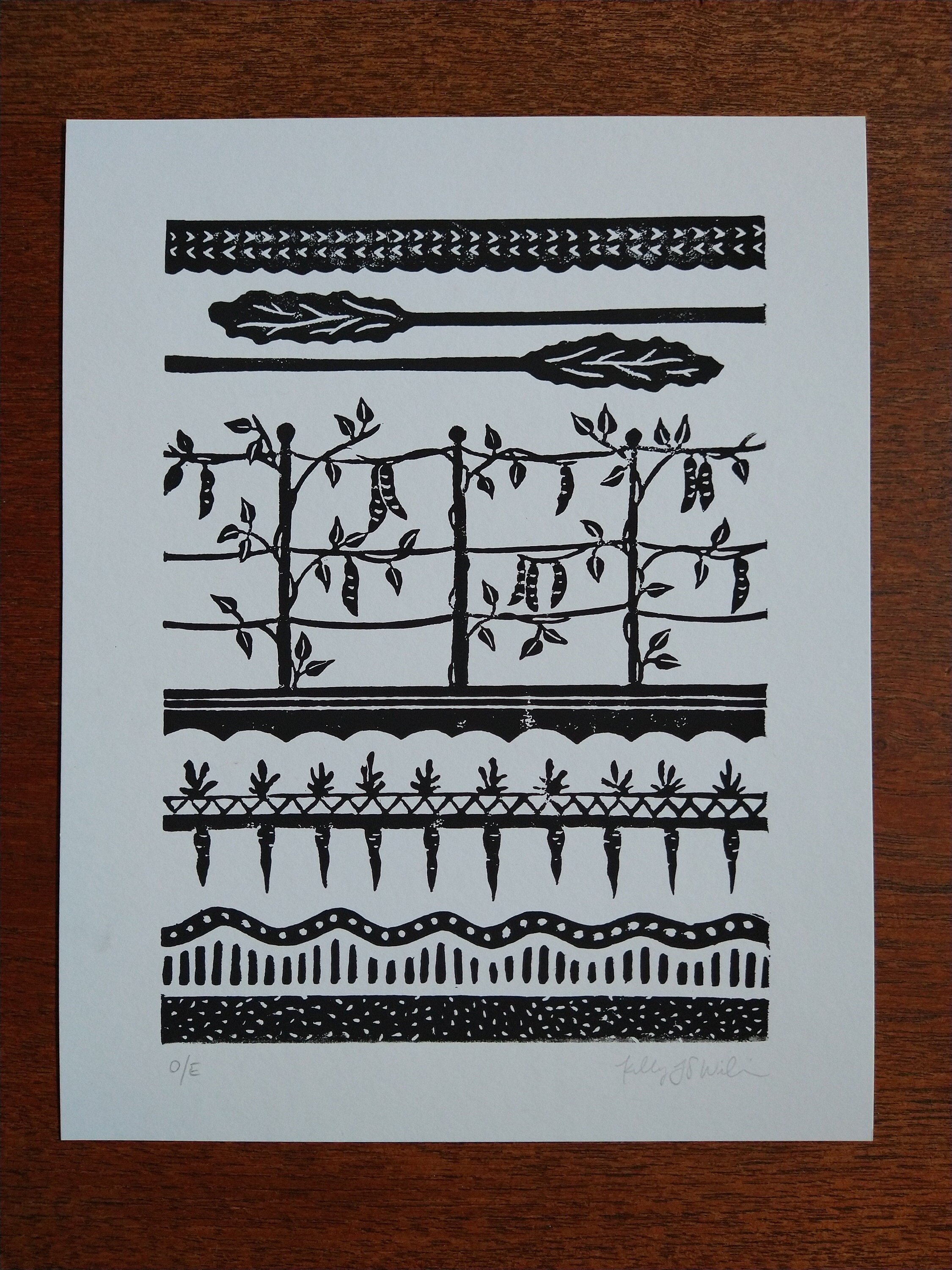 Geometric Nature Linocut Prints / Nature Art Print Set of 4 - Etsy