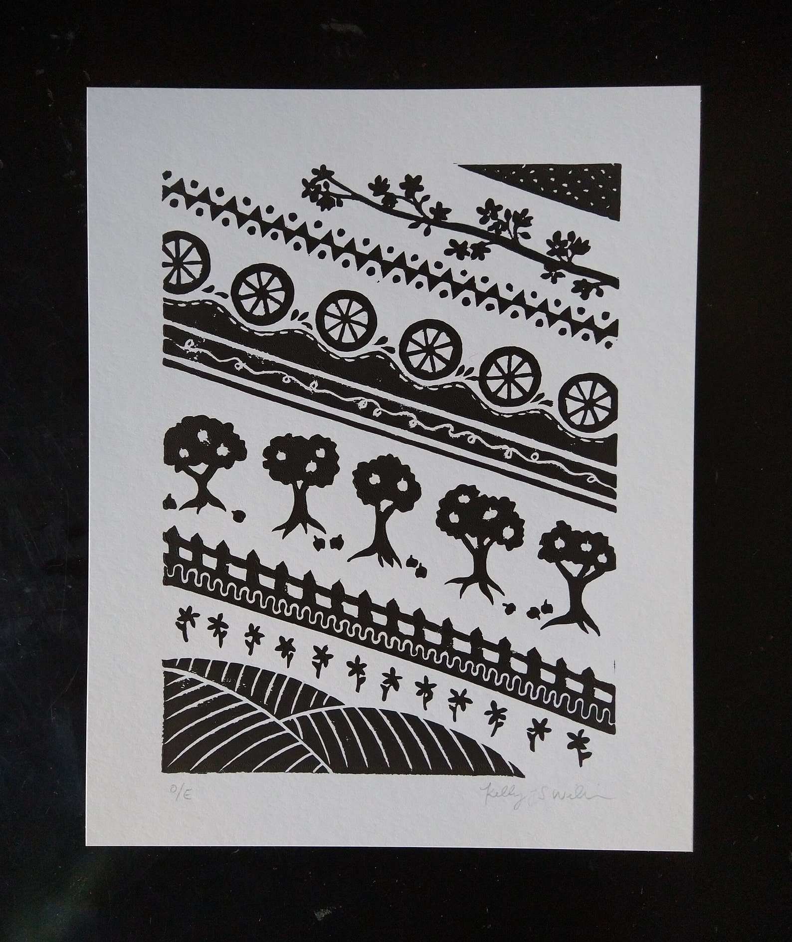 Geometric Nature Linocut Prints / Nature Art Print Set of 4 - Etsy