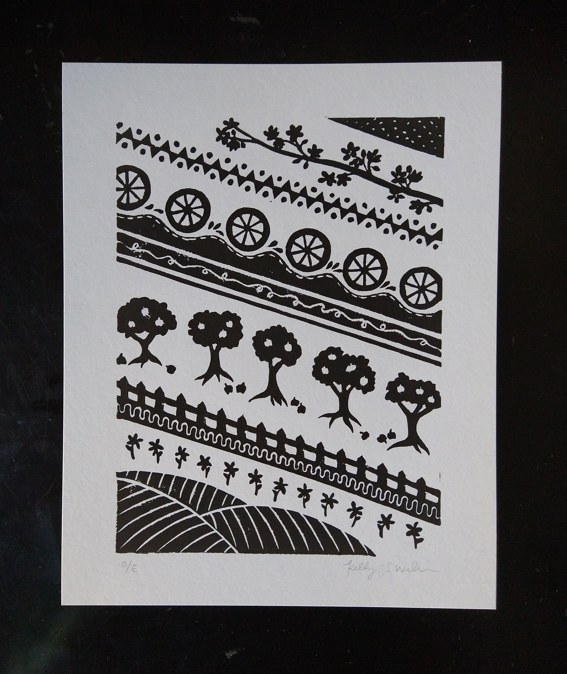 Geometric Nature Linocut Prints / Nature Art Print Set of 4 - Etsy