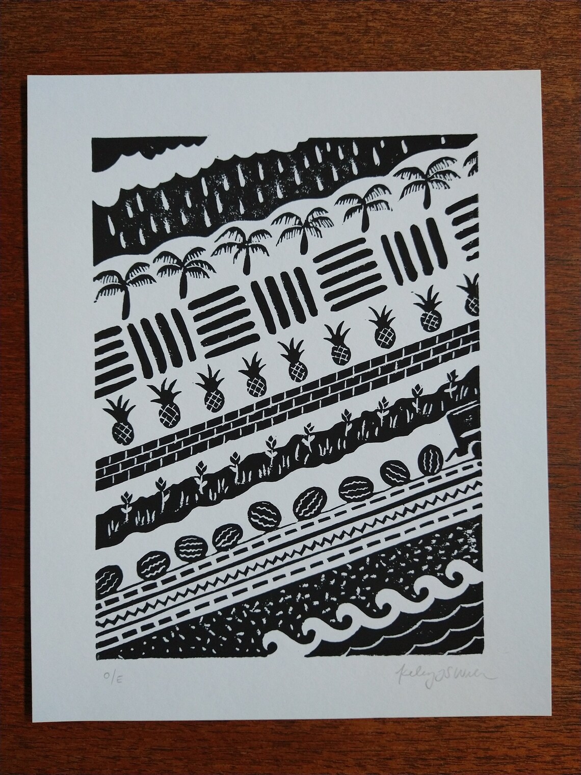 Geometric Nature Linocut Prints / Nature Art Print Set of 4 - Etsy