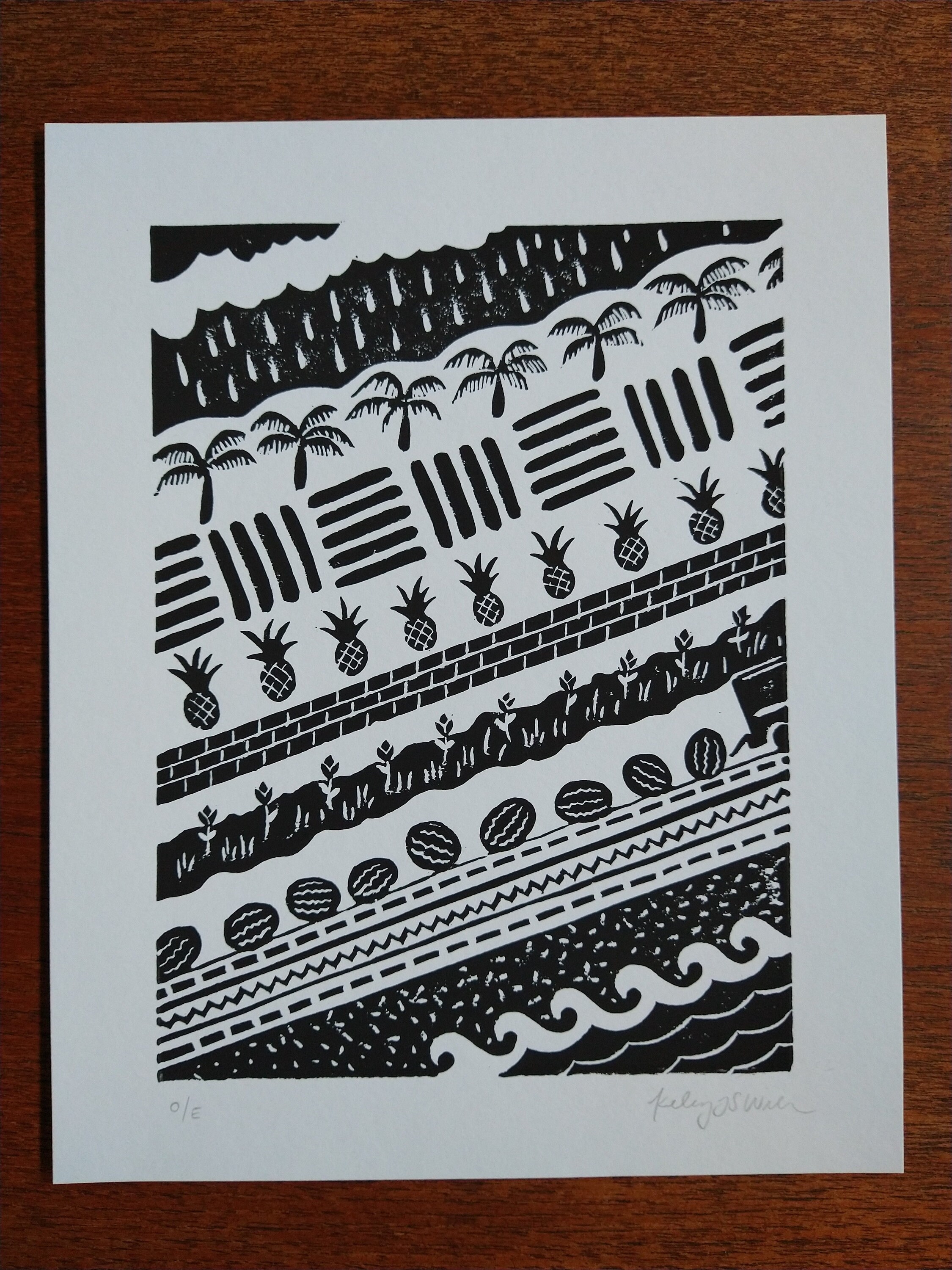 Geometric Nature Linocut Prints / Nature Art Print Set of 4 - Etsy