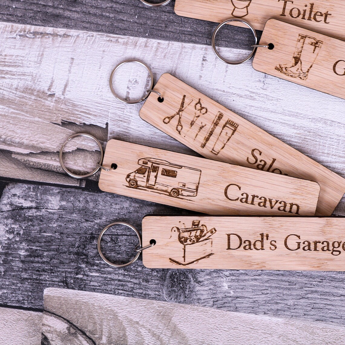 Personalised Wooden Keyrings, Custom Hotel, Holiday Lets, Garage Keys ...