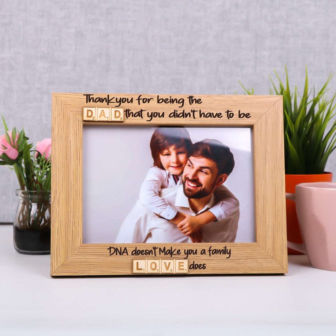 Step Dad Personalised Wooden Photo Frame | Custom Engraved | Dad ...