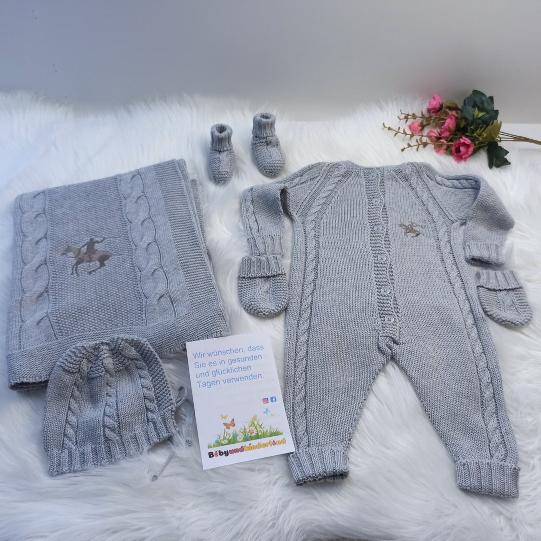 Knitted Newborn Set 100% Cotton, Natural Baby Clothes, Pure Cotton ...