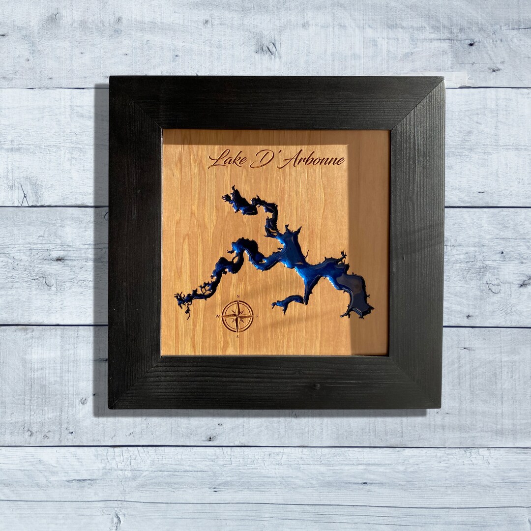 Custom Resin Lake Map With Portrait Frame/ Customize It Any Lake Resin ...
