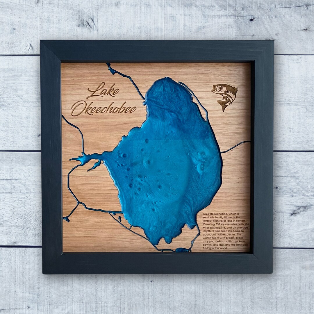 Custom Resin Lake Art Map With Art Print Frame / Any Lake Custom Map ...