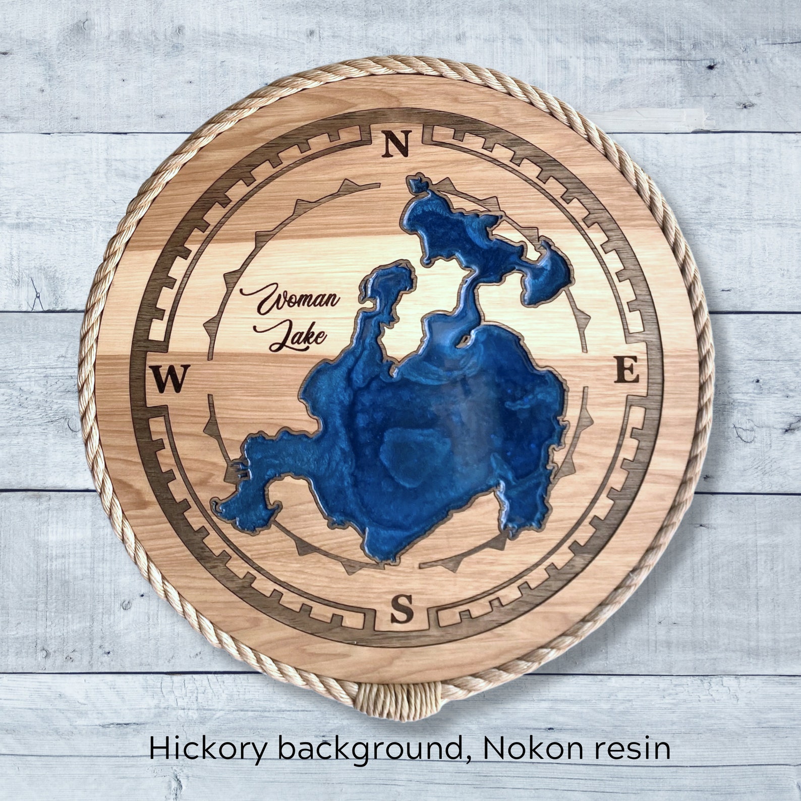 Custom Resin Lake Inlaid Compass Map/ Custom Any Lake Map/ Resin Lake ...