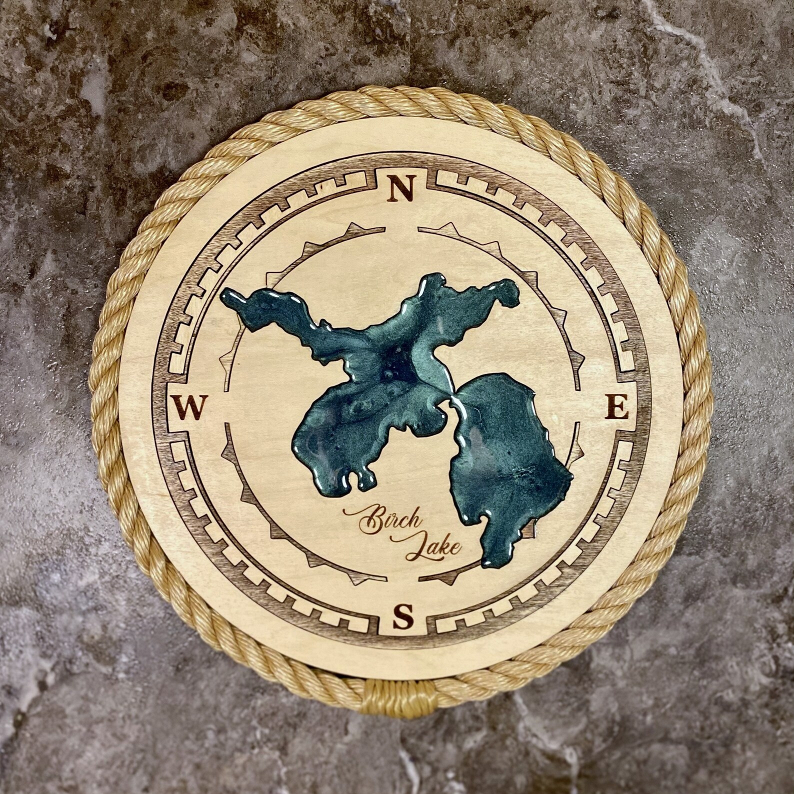 Custom Resin Lake Inlaid Compass Map/ Custom Lake Map/ Resin - Etsy