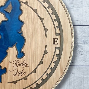 Custom Resin Lake Inlaid Compass Map/ Custom Any Lake Map/ Resin Lake ...