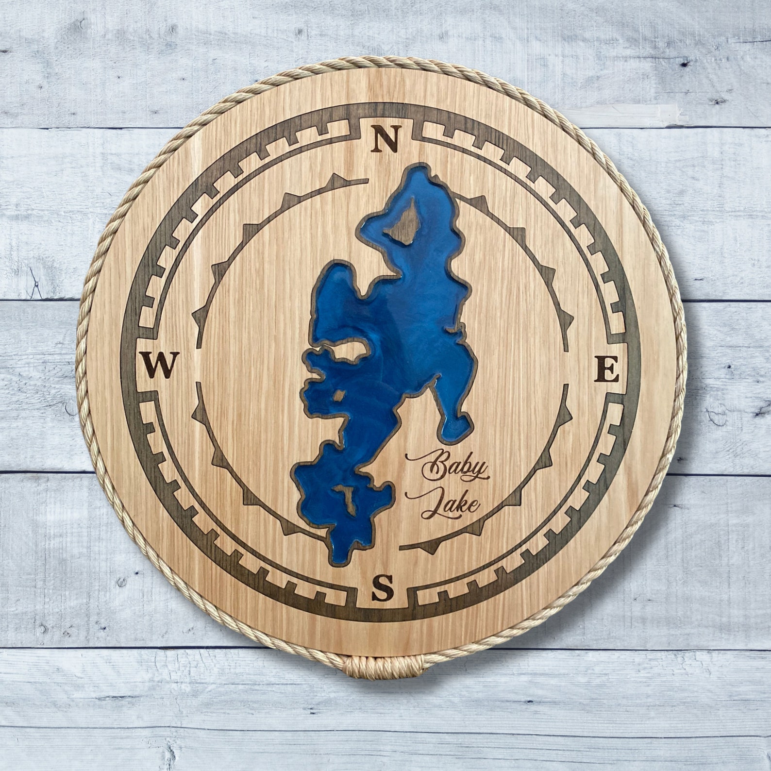 Custom Resin Lake Inlaid Compass Map/ Custom Any Lake Map/ Resin Lake ...