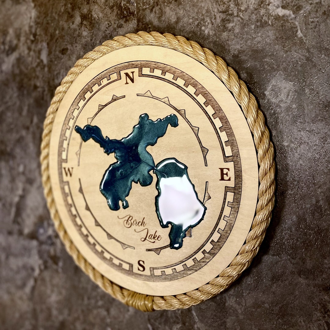 Custom Resin Lake Inlaid Compass Map/ Custom Lake Map/ Resin - Etsy