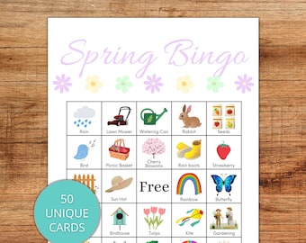 EASY PRINT Spring Bingo Cards digital File 40 Cards - Etsy
