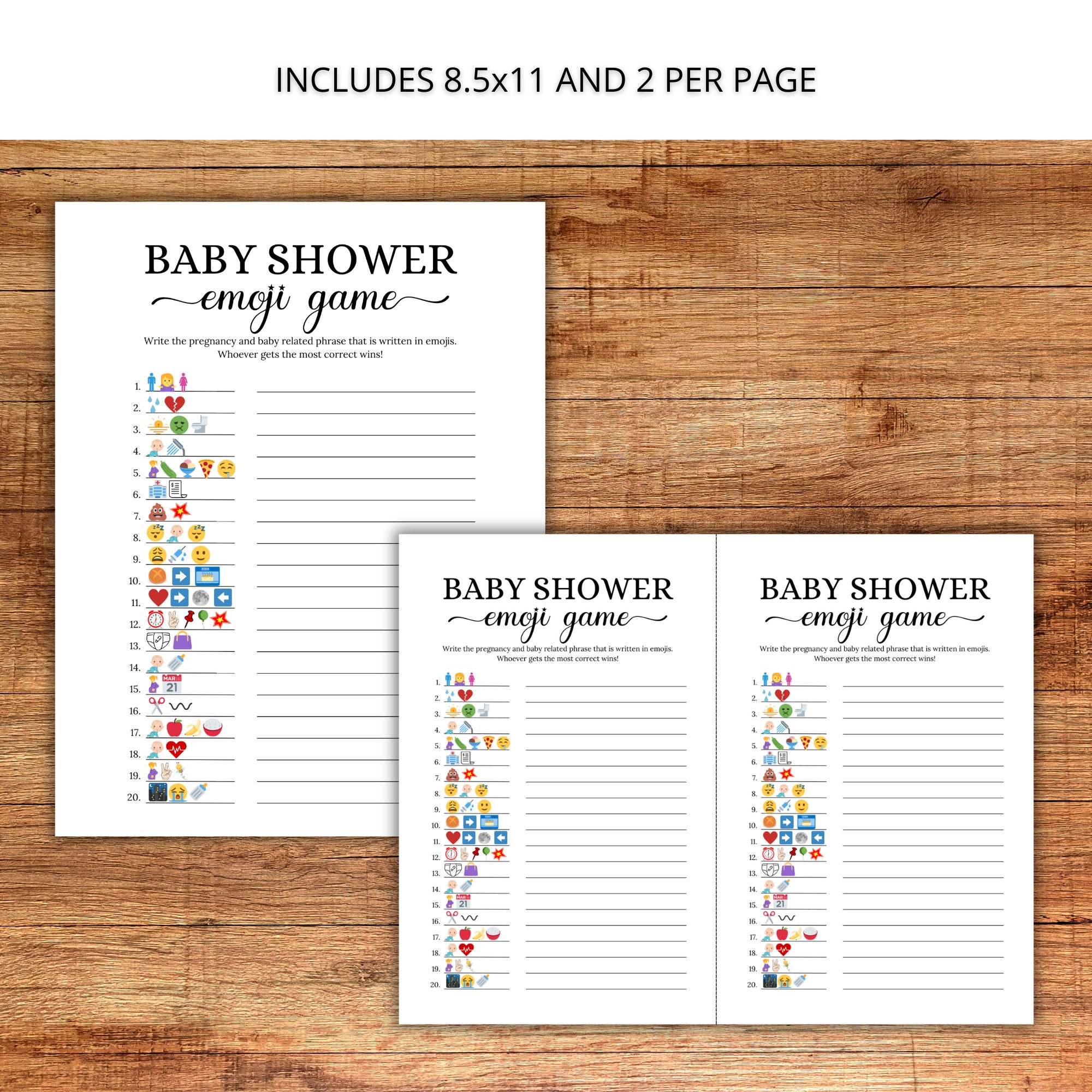 Baby Emoji Game Printable, Baby Shower Emoji Game, Baby Shower Game - Etsy