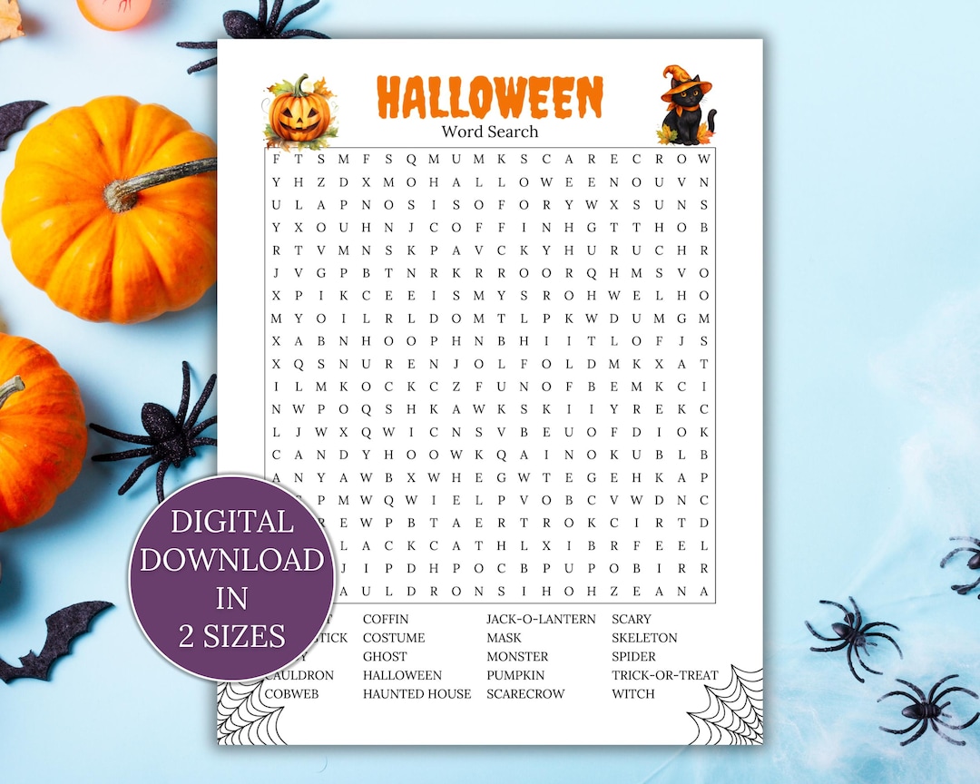 Halloween Word Search, Fall Word Search, Halloween Word Find, Brain ...