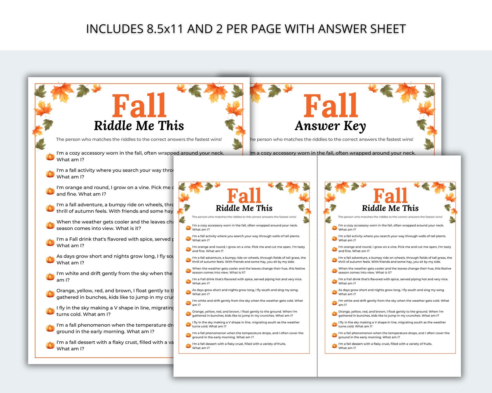 Fall Riddle Me This, Fall Party Game, Fall Group Game, Fall Riddles ...