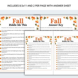 Fall Riddle Me This, Fall Party Game, Fall Group Game, Fall Riddles ...