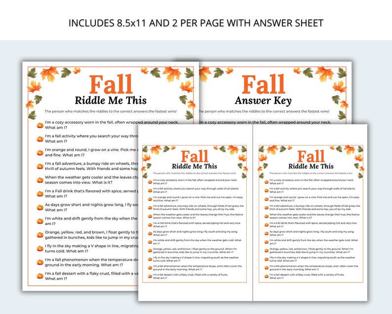 Fall Riddle Me This, Fall Party Game, Fall Group Game, Fall Riddles ...
