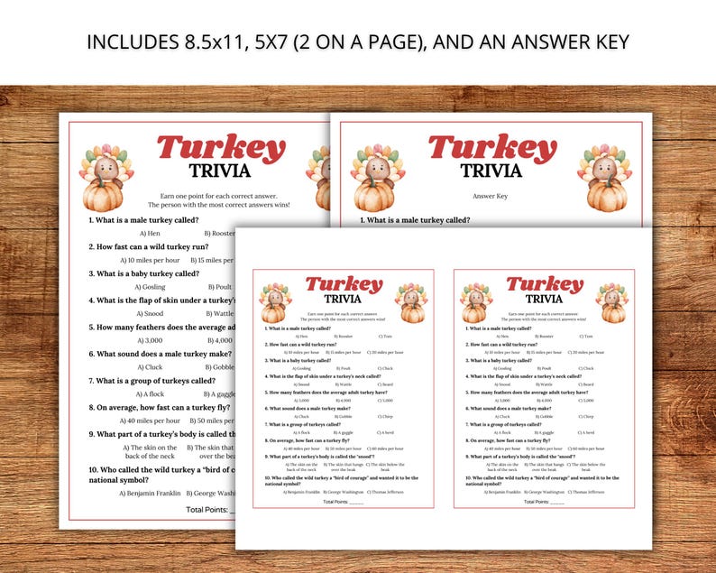 Turkey Trivia Game, Thanksgiving Games for Family, Fun Thanksgiving ...