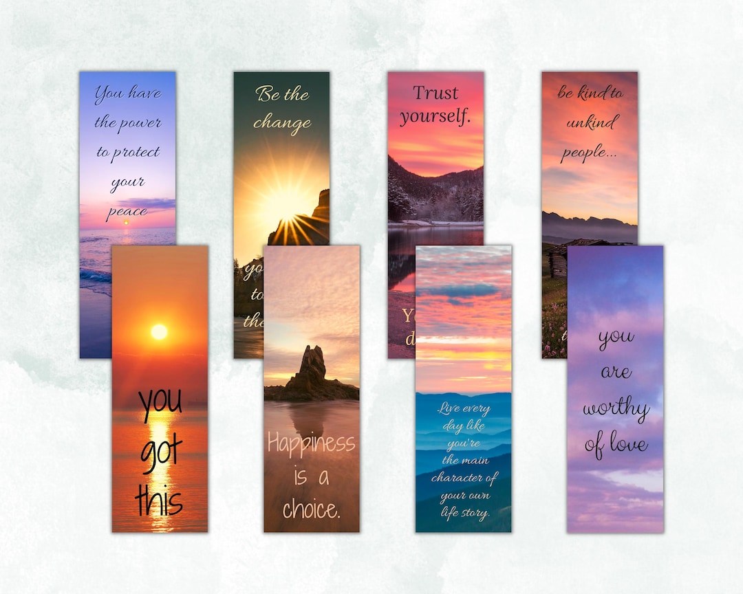 Motivational Bookmarks, Set of 8 Bookmarks With Motivational Sayings ...