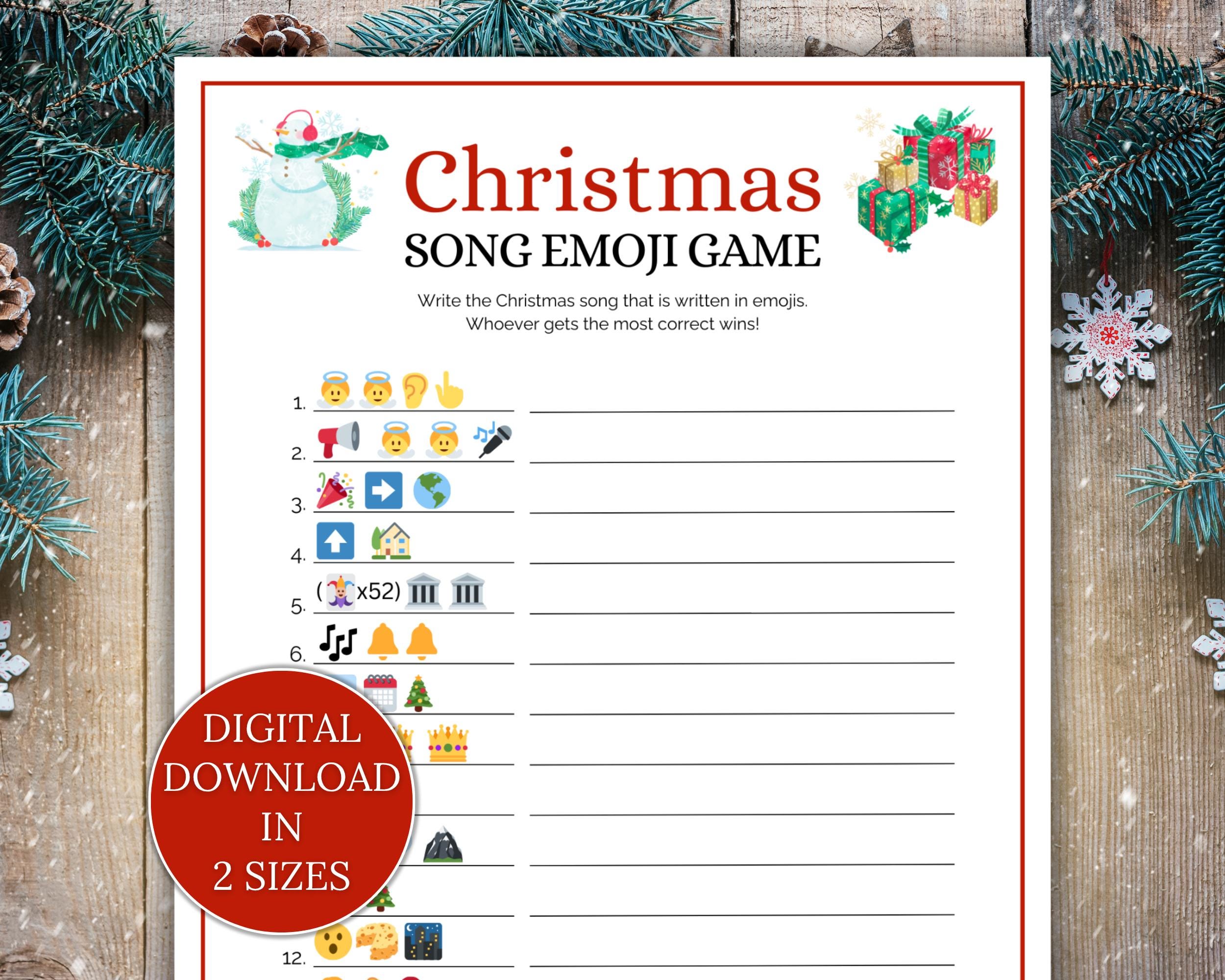 Christmas Song Emoji Game, Christmas Party Game, Christmas Printable ...