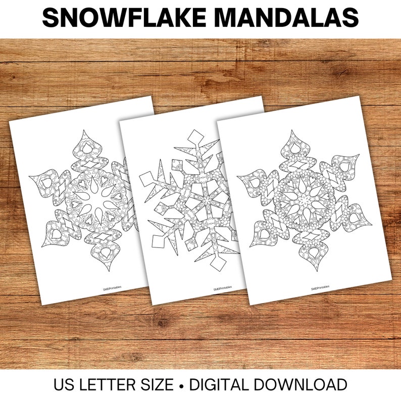 Snowflake Mandala Coloring Pages, Adult Coloring Pages, Mandala ...