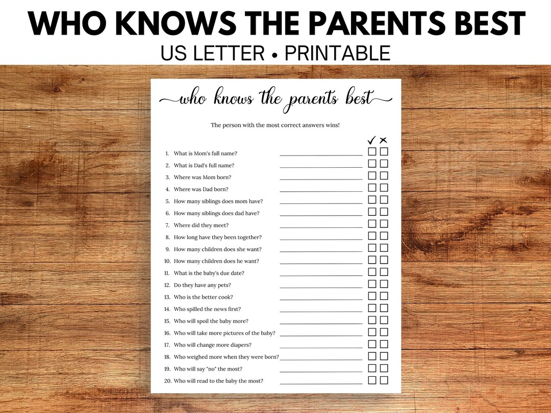 Who Knows the Parents-to-be Best Baby Shower Game Printable - Etsy