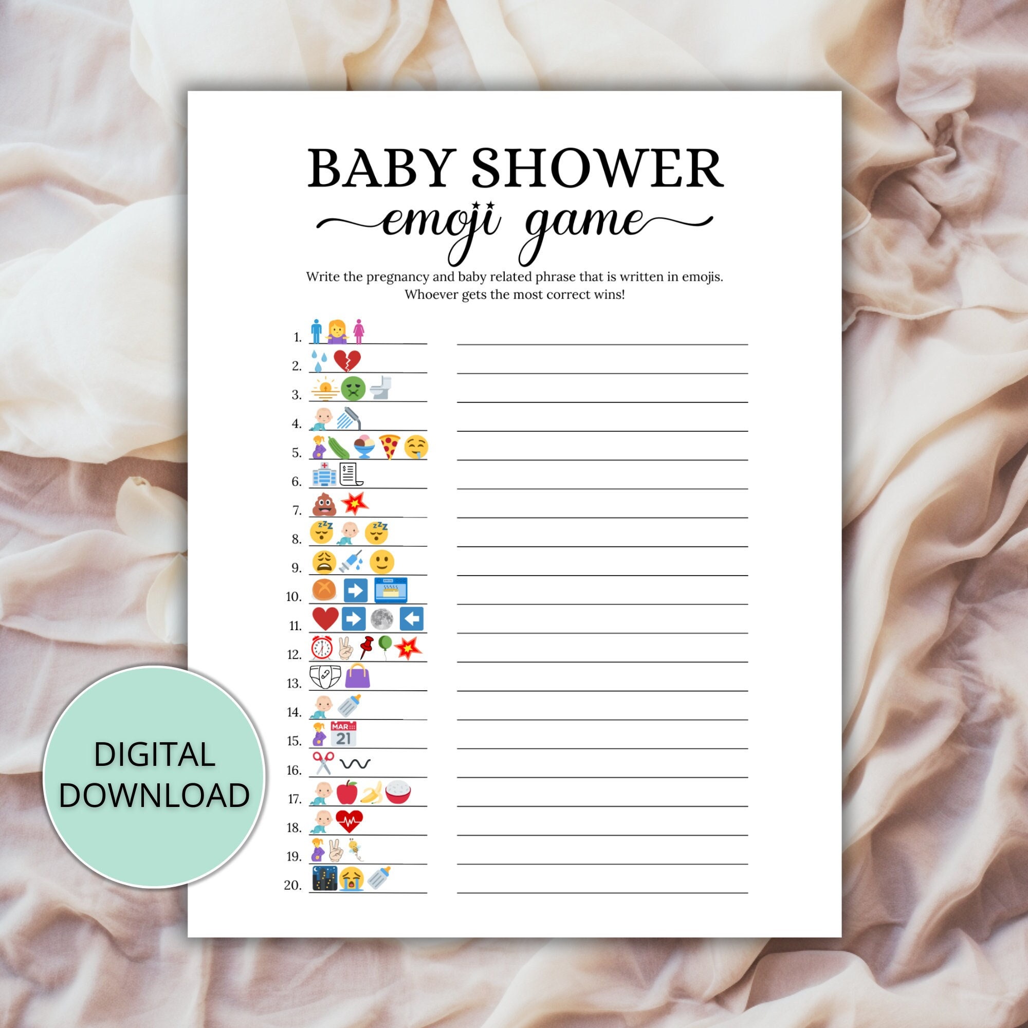 Baby Emoji Game Printable, Baby Shower Emoji Game, Baby Shower Game - Etsy