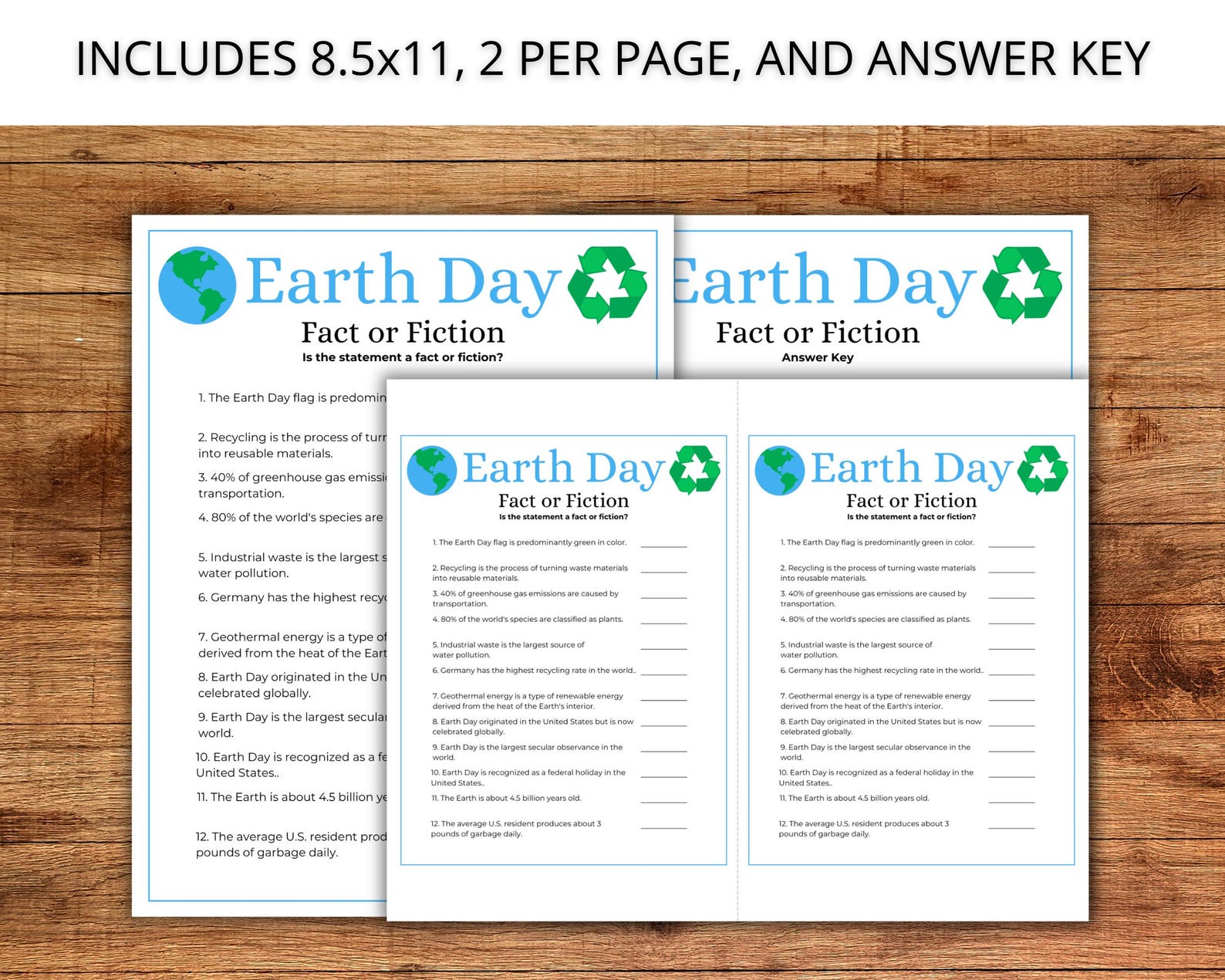 Earth Day Fact or Fiction Game, Earth Day Trivia Game, Earth Day ...