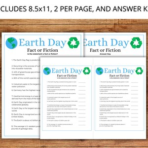Earth Day Fact or Fiction Game, Earth Day Trivia Game, Earth Day ...