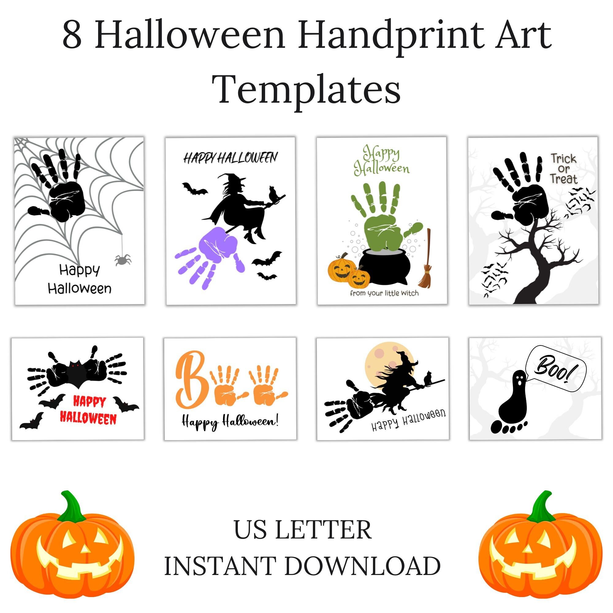 Halloween Handprint Art Halloween Handprint Craft Bundle - Etsy