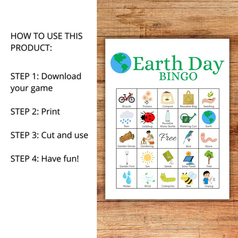 Earth Day Bingo, Printable Earth Day Bingo Game, 50 Earth Day Bingo ...