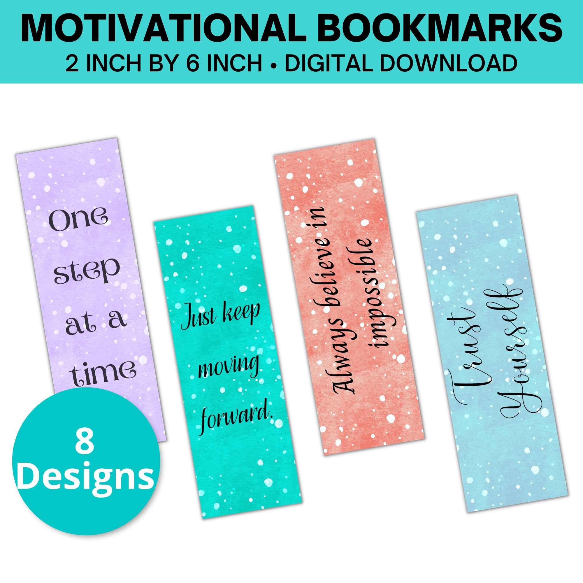 Printable Bookmarks With Motivational Sayings, Set of 8 Motivational ...