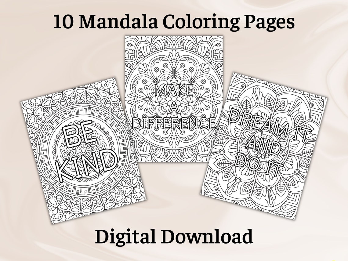 Mandala Coloring Pages Adult Coloring Pages Positive - Etsy