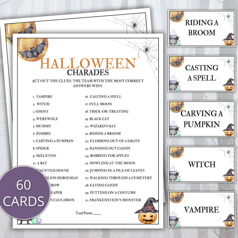 Halloween Charades Games - Etsy
