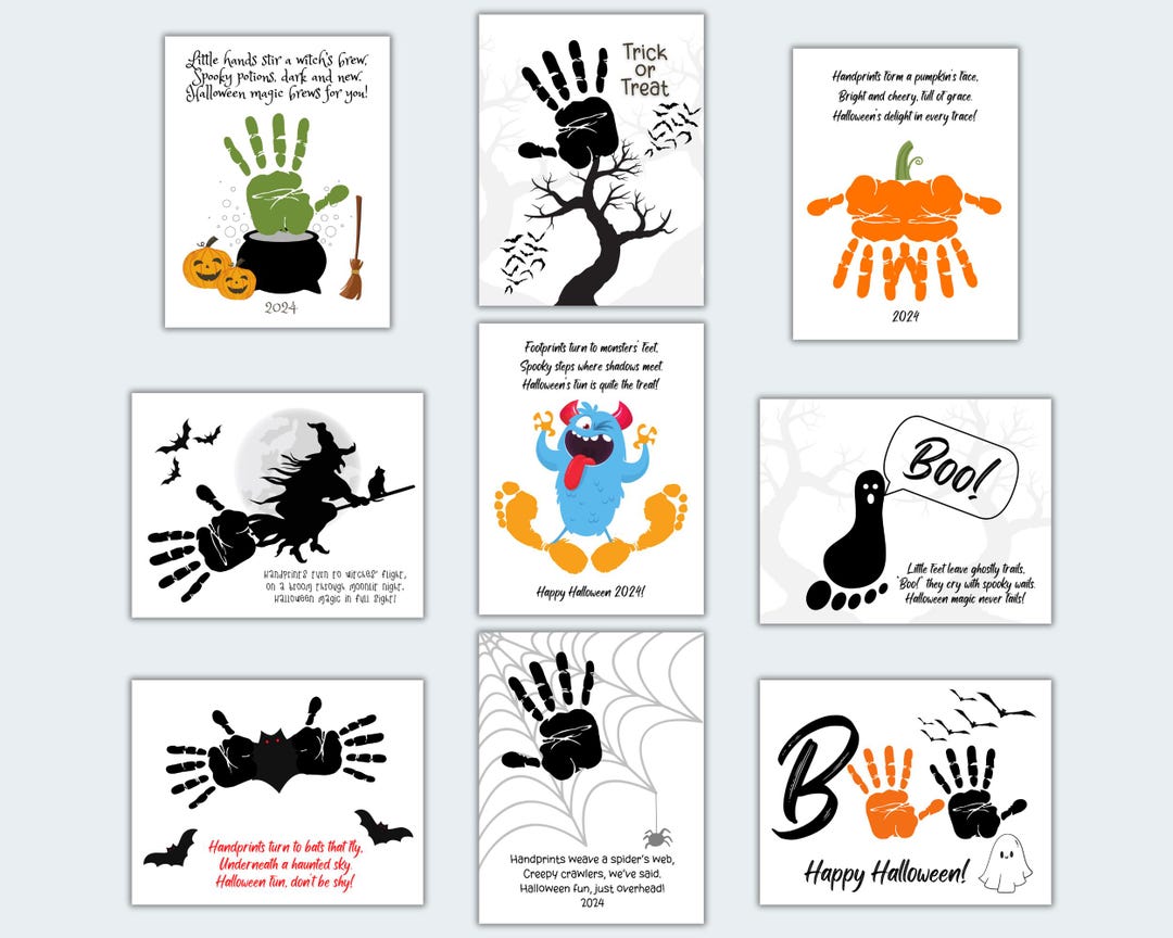 Halloween Handprint Art, Halloween Handprint Craft Bundle, Handprint ...