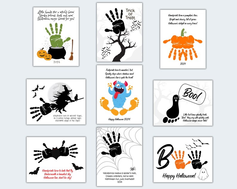 Halloween Handprint Art, Halloween Handprint Craft Bundle, Handprint ...