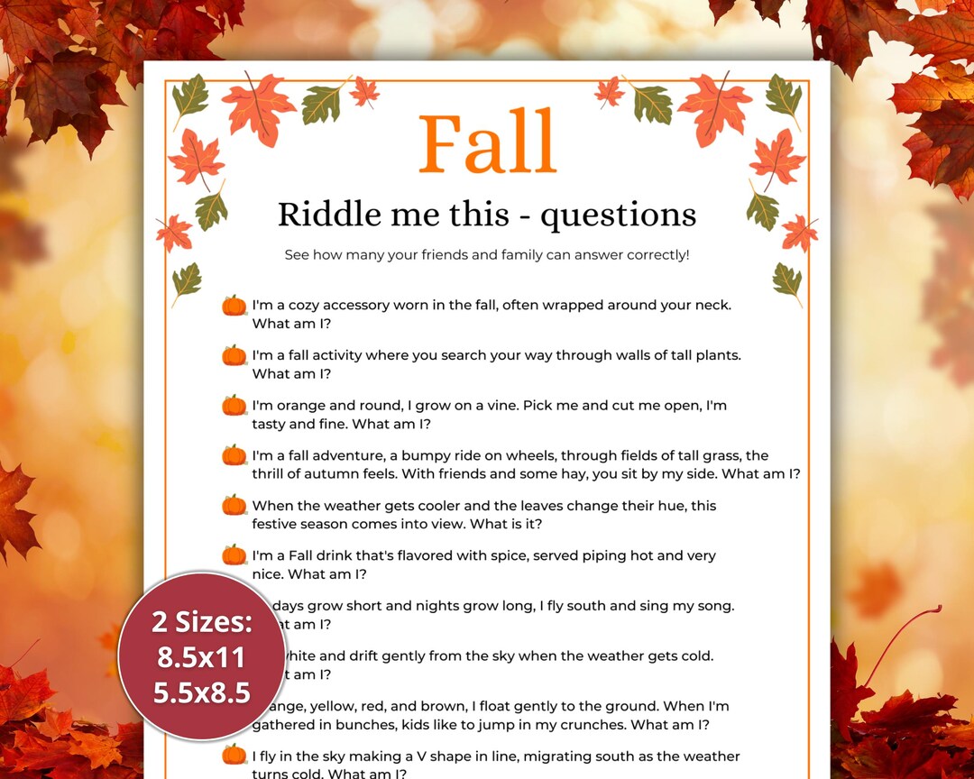 Fall Riddle Me This, Fall Party Game, Fall Group Game, Fall Riddles ...