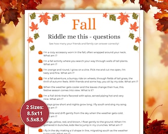 Fall Riddle Me This Game, Printable Autumn Game, Fall Riddles, Fall ...