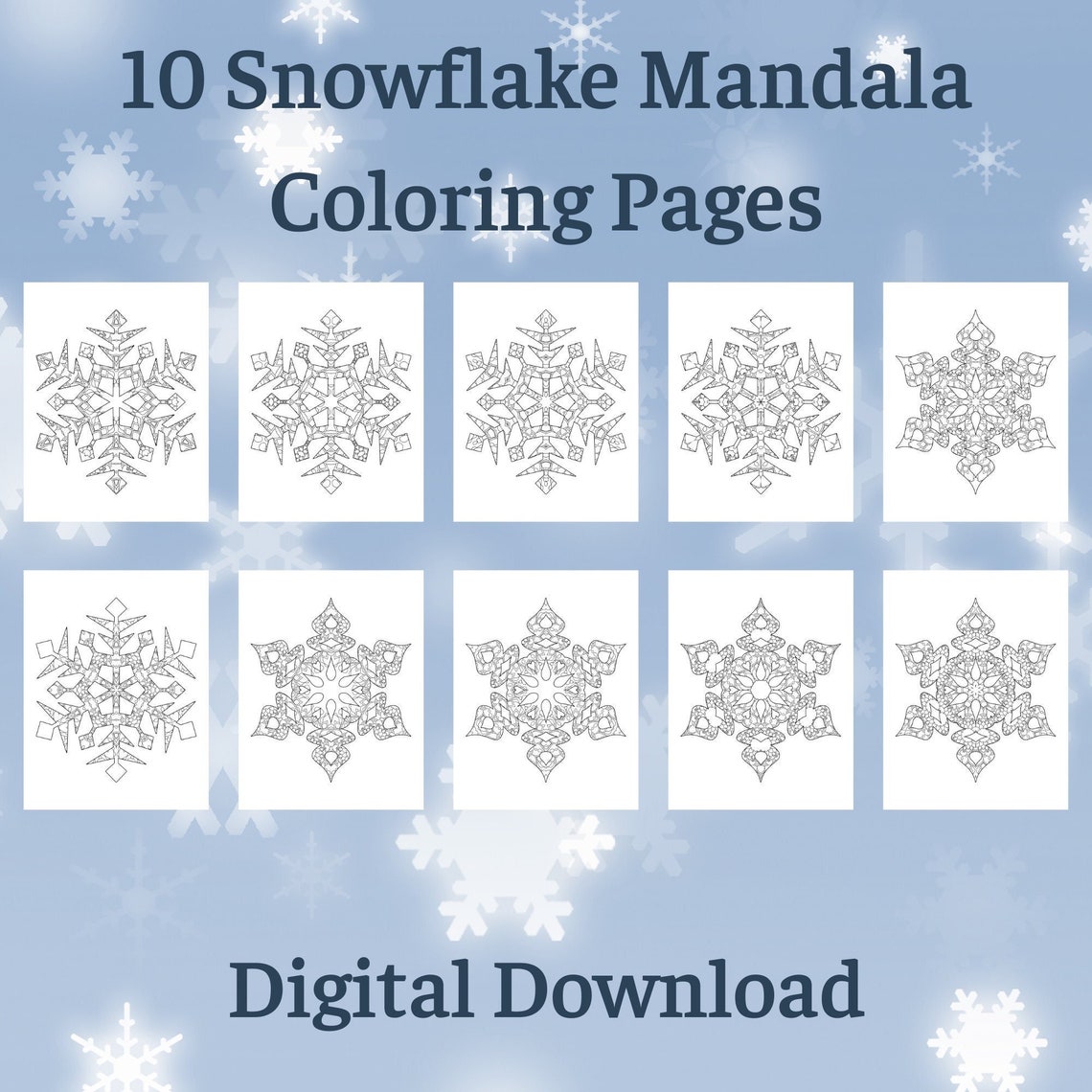 Snowflake Mandala Coloring Pages Adult Coloring Pages - Etsy
