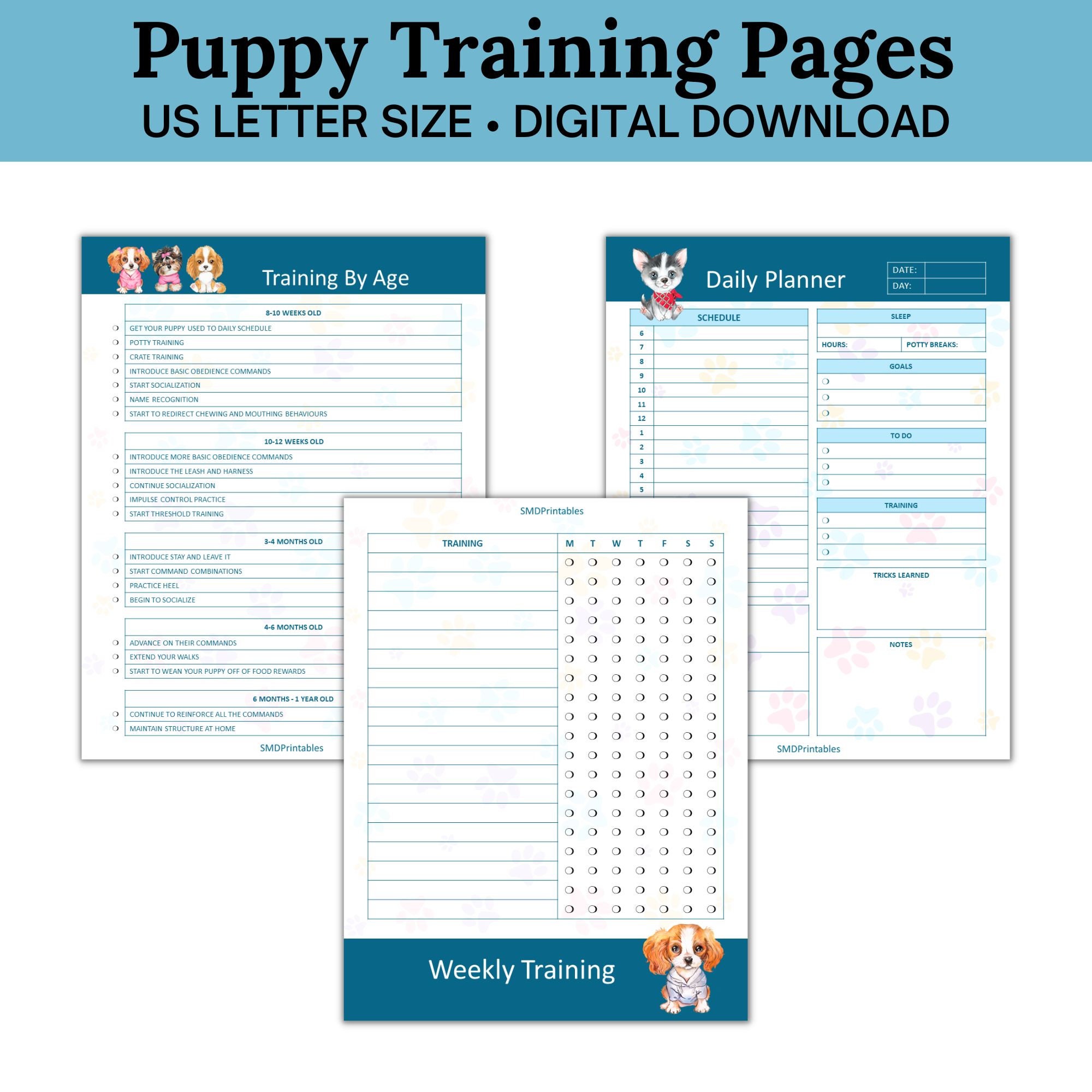 Puppy Training Planner, Dog Care Planner, Printable Puppy Planner - Etsy