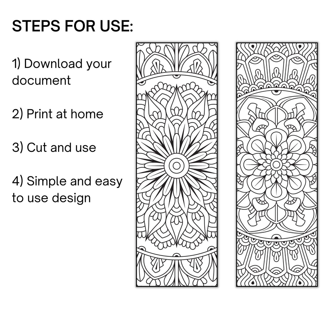 Set of 10 Mandala Bookmarks, Coloring Bookmarks, Digital Bookmarks to ...