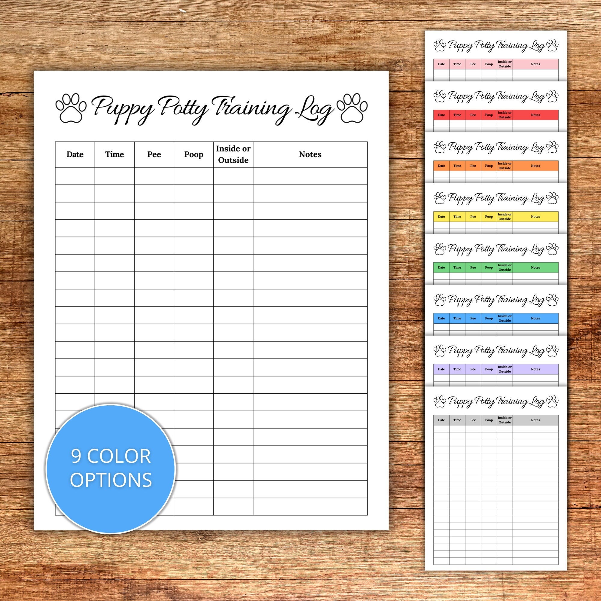 Puppy Potty Training Log, Puppy Potty Training Tracker, Printable Puppy ...